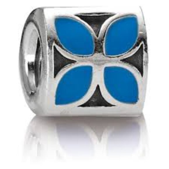 Pandora | Jewelry | Pandora Blue Enamel Floral Triangle Shape Charm ...